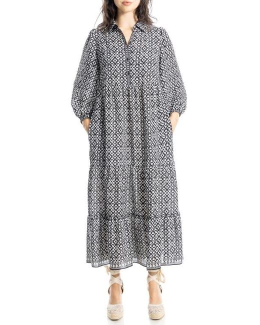 Max Studio Crepe Tiered Maxi Dress in Gray | Lyst