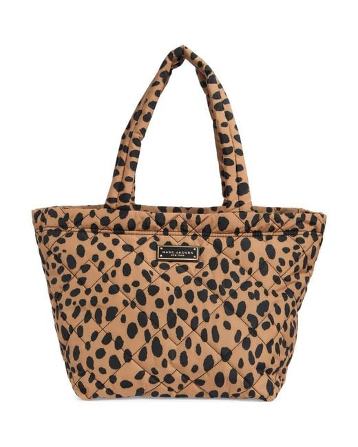 Marc Jacobs Medium Cheetah Print Quilted Nylon Tote in Brown | Lyst