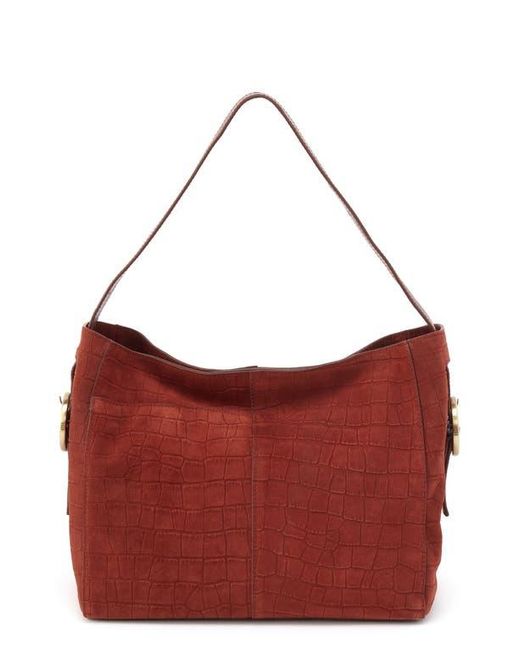 Hobo International Render Croc Embossed Leather Shoulder Bag in Red | Lyst
