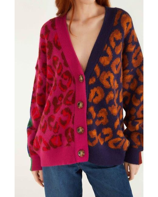 FARM Rio Leopard Spot Cardigan in Red | Lyst