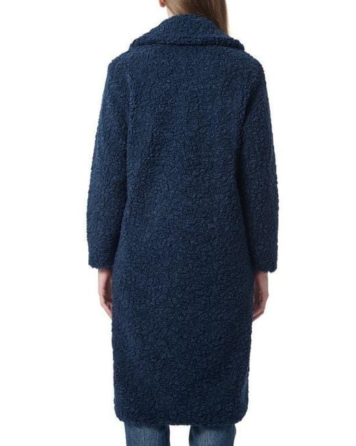 Bernardo Faux Shearling Double Breasted Coat in Blue | Lyst