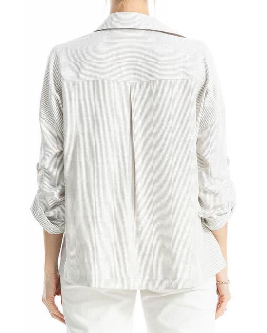 Max Studio Stripe Collared Top in White | Lyst