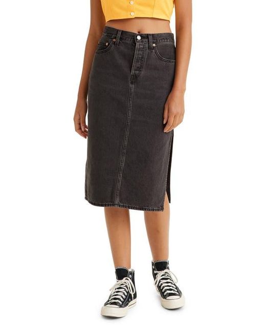 Levi's Side Slit Denim Skirt in Black | Lyst