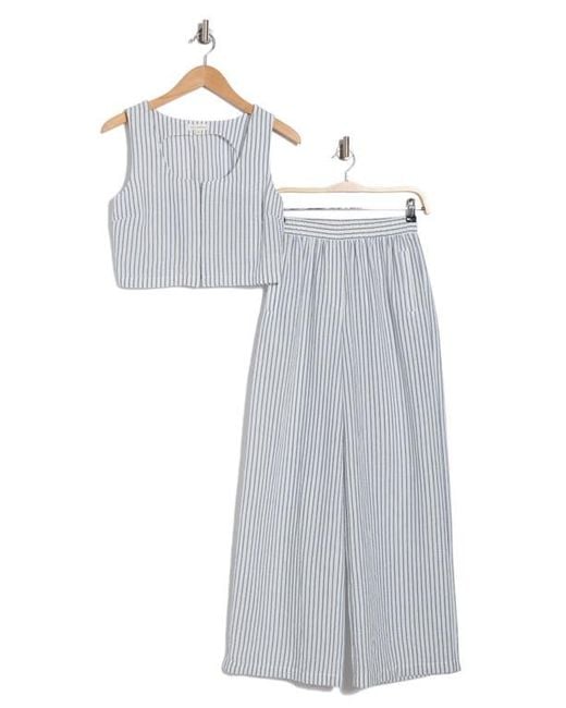 Blu Pepper Stripe Crop Tank & Wide Leg Pants Set in White | Lyst