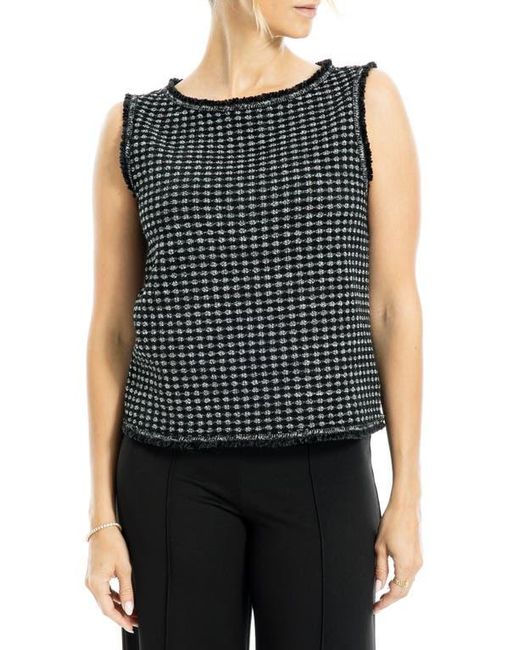 Max Studio Frayed Edge Bouclé Top in Blue | Lyst