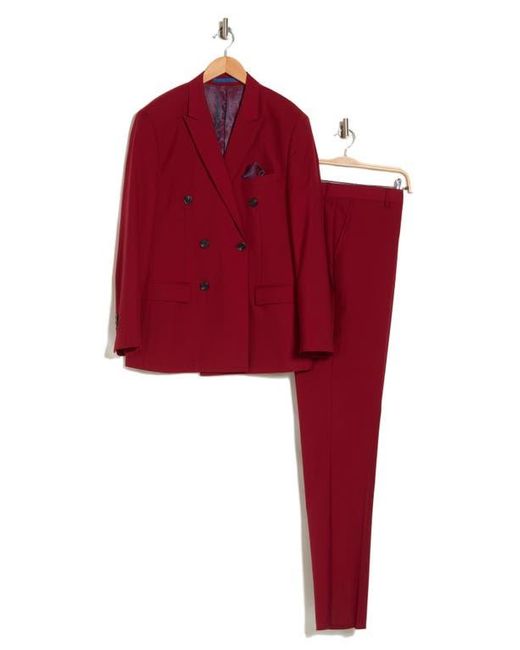 Gino Vitale Slim Fit Solid Double Breasted Suit in Red for Men | Lyst