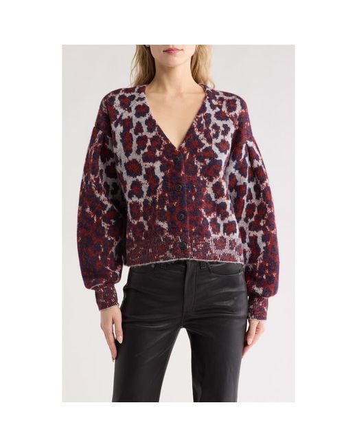 Rag & Bone Sarah Leopard Print Cardigan in Red | Lyst