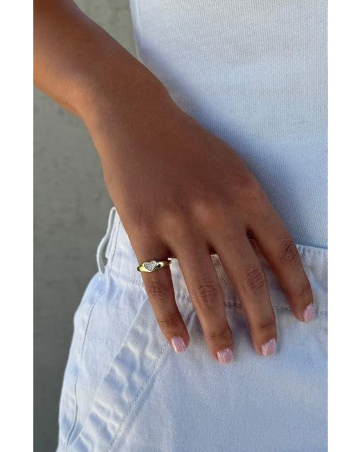 Adornia Pavé Cz Heart Signet Ring in Metallic | Lyst