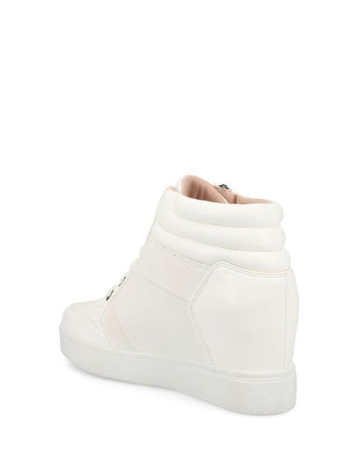 Journee Collection Clarity High Top Wedge Sneaker in White | Lyst