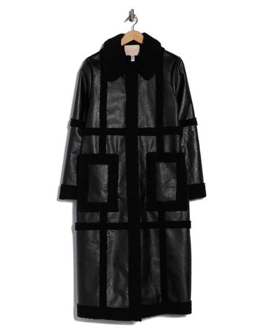 Hutch Ozzie Faux Shearling Trim Coat in Black | Lyst