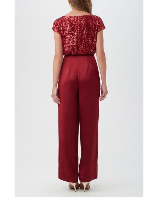 Trina Turk Shimai Sequin Bodice Cap Sleeve Jumpsuit in Red | Lyst