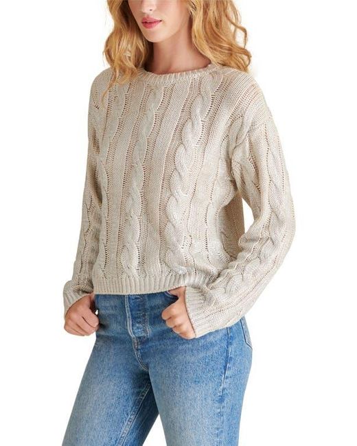 Steve Madden Renzo Cable Stitch Cotton Sweater in Blue | Lyst