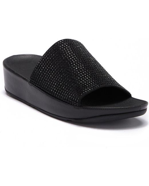 Fitflop Ginny Glitz Pool Slide Sandal in Black | Lyst