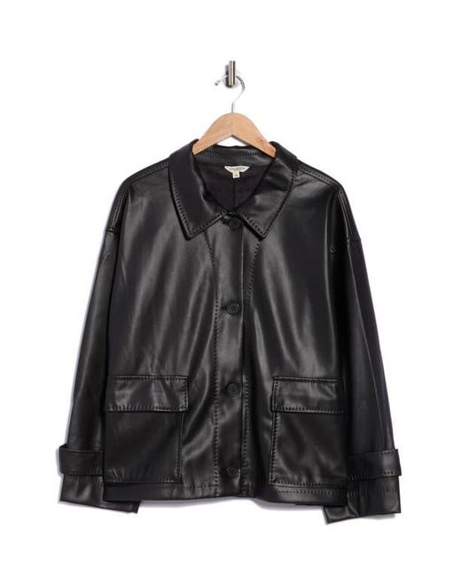 Max Studio Faux Leather Jacket in Black | Lyst