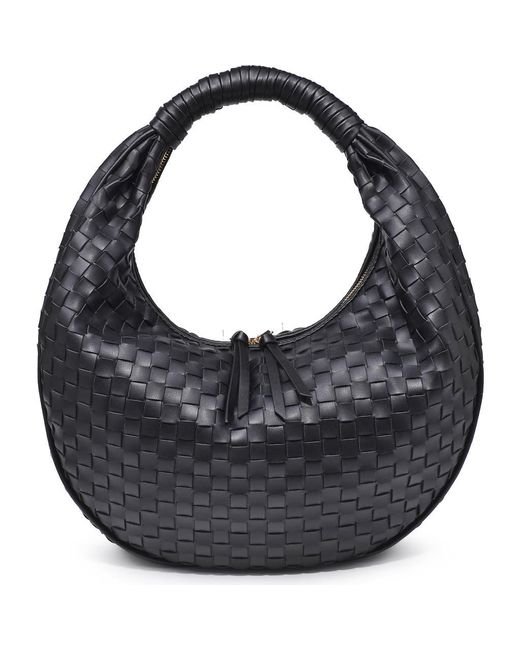 Moda Luxe Woven Faux Leather Hobo Bag in Black | Lyst