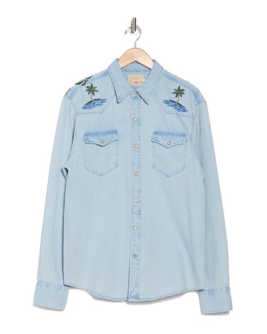 Faherty Sun & Waves Embroidered Snap-Up Shirt in Blue for Men | Lyst