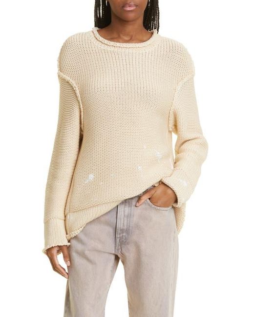 R13 Boxy Paint Splatter Rolled Edge Sweater in Natural | Lyst