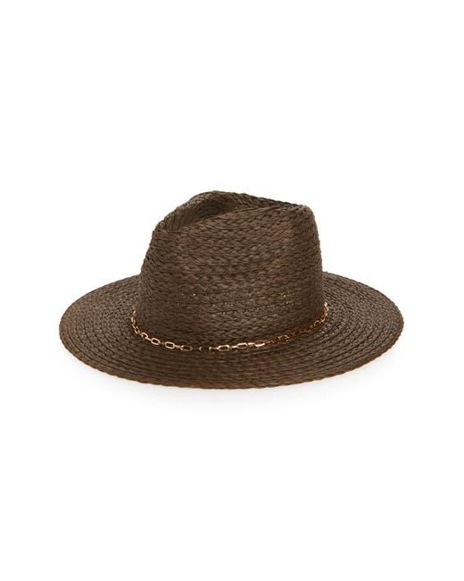 Vince Camuto Chain Trim Oversize Panama Hat in Brown | Lyst