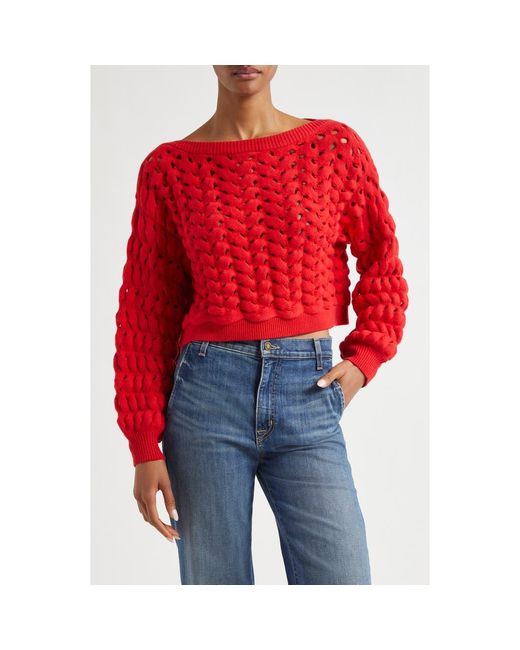 Alice + Olivia Allene Chunky Open Stitch Cotton & Wool Blend Sweater in ...