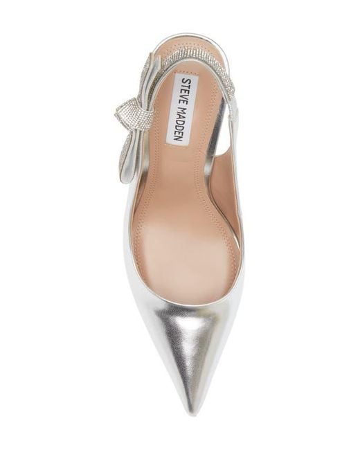 Steve Madden Stefani Metallic Slingback Pump in White | Lyst