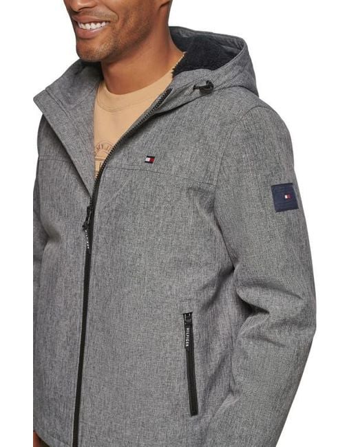 Tommy Hilfiger Faux Shearling Lined Hooded Jacket in Gray for Men | Lyst