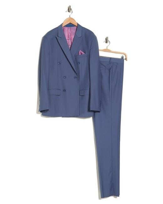 Gino Vitale Slim Fit Solid Double Breasted Suit in Blue for Men | Lyst