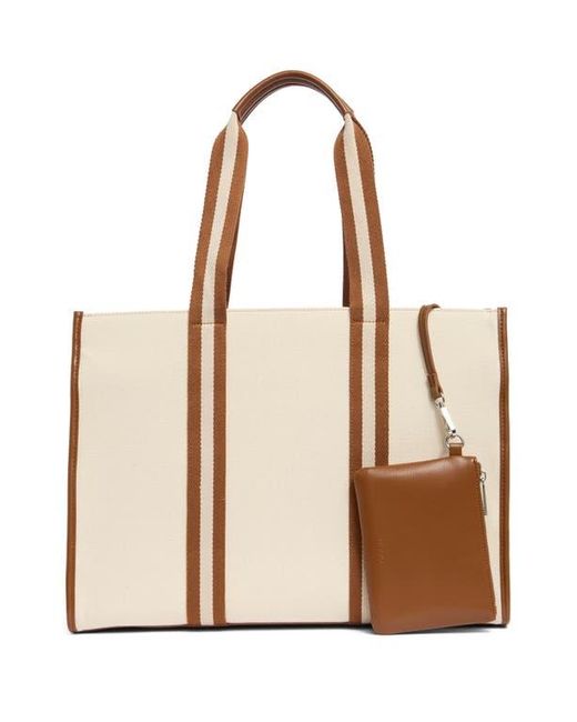 BCBGMAXAZRIA Contrast Pocket Canvas Tote Bag in Brown | Lyst