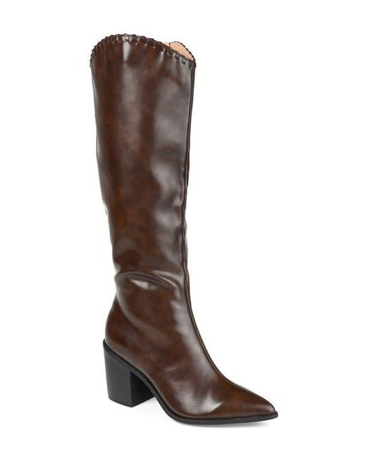 Journee Collection Daria Whipstitch Tall Vegan Leather Western Boot in ...