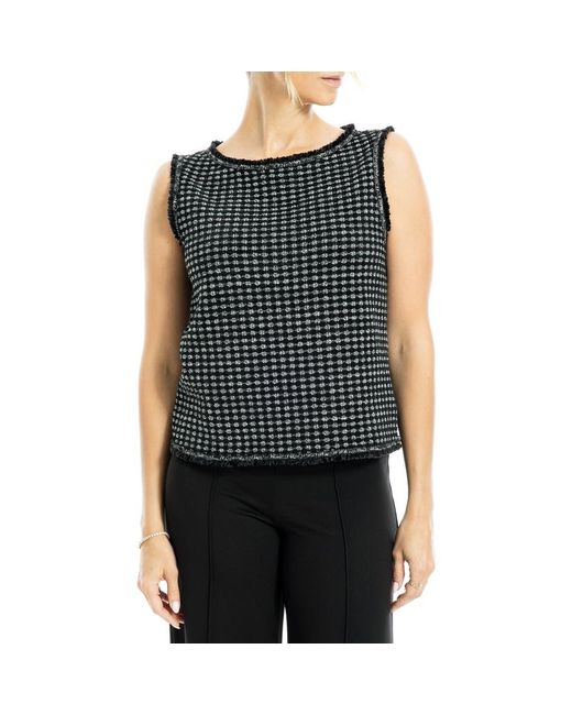 Max Studio Frayed Edge Bouclé Top in Blue | Lyst