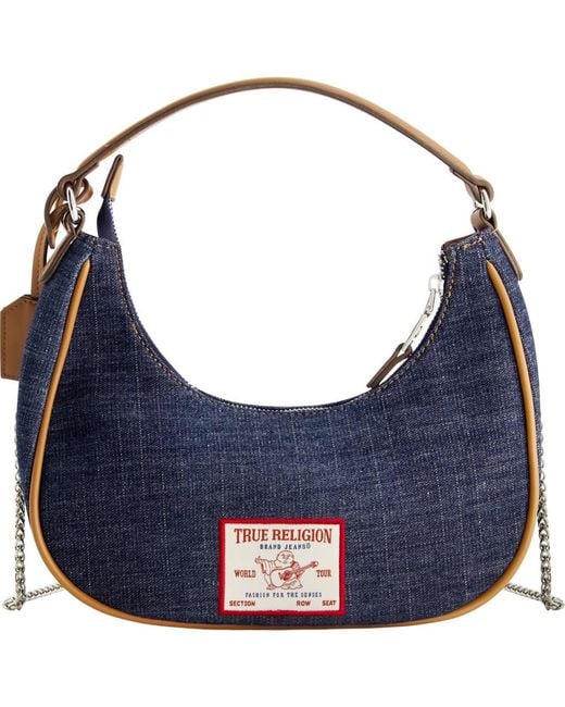 True Religion Logo Denim Baguette Shoulder Bag in Blue | Lyst