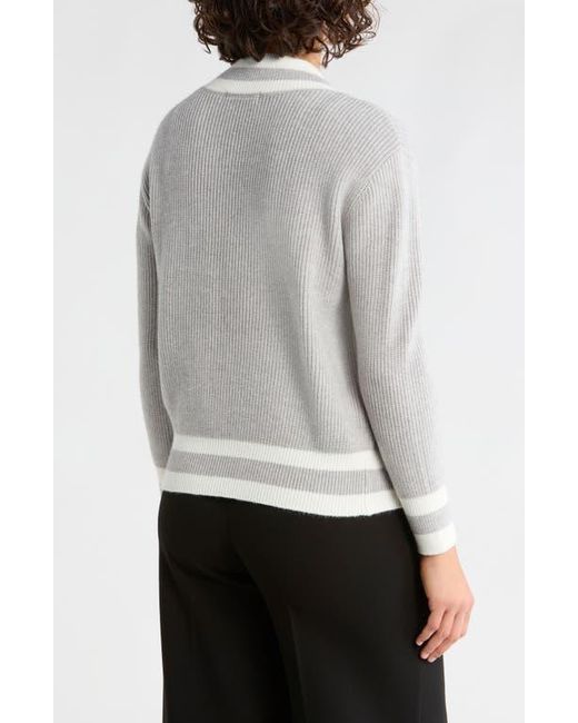Vigoss Varsity Stripe V-Neck Sweater in Gray | Lyst