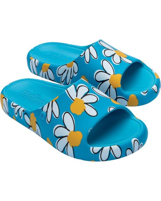 Melissa Free Floral Print Slide Sandal in Blue | Lyst