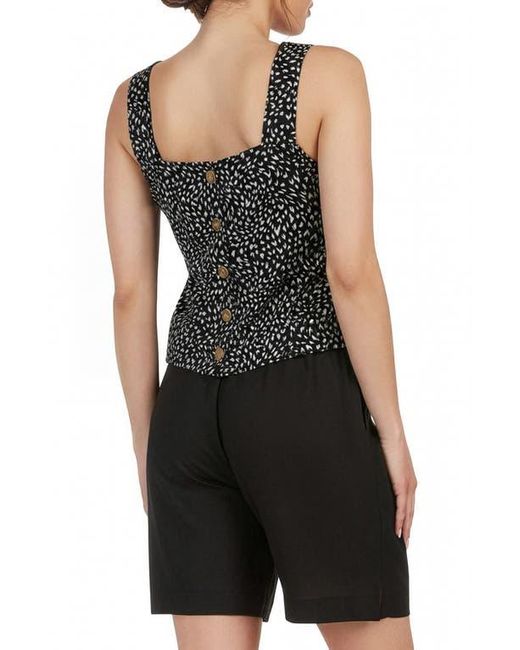 Matty M Back Button Square Neck Tank in Black | Lyst