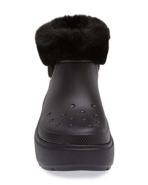 Crocs™ Stomp Faux Fur Lined Boot in Black | Lyst