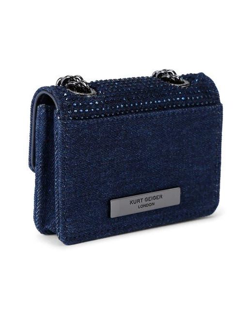 Kurt Geiger Micro Kensington Embellished Denim Crossbody Bag in Blue | Lyst