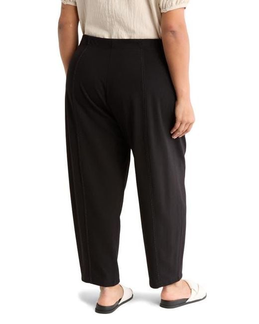 Max Studio Knit Twill Crop Barrel Leg Pants in Black | Lyst
