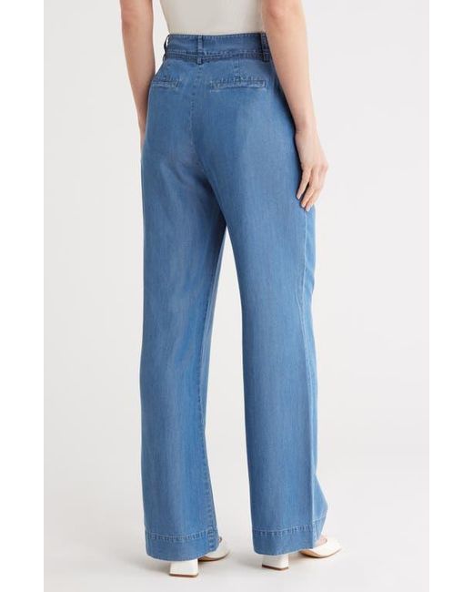 10 Crosby Derek Lam Felicity Pleated Tie Waist Wide Leg Jeans in Blue ...