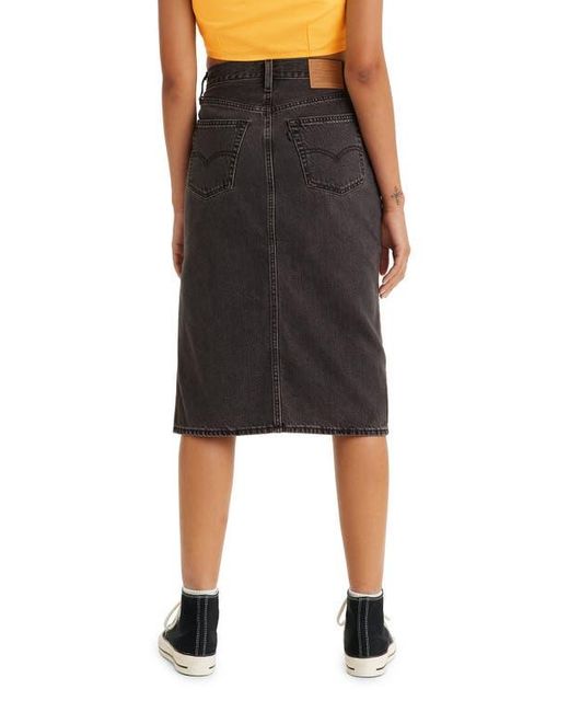 Levi's Side Slit Denim Skirt in Black | Lyst