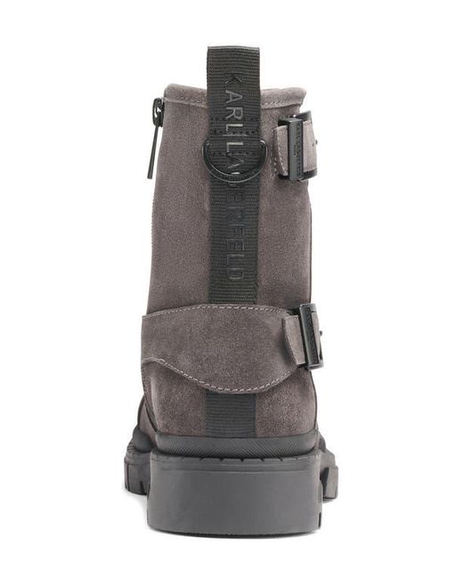 Karl Lagerfeld Double Buckle Suede Engineer Boot in Brown for Men | Lyst