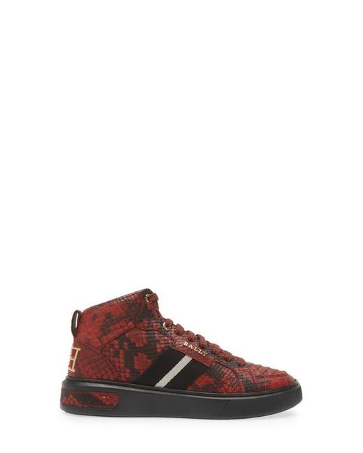 Bally Meson Snakeskin Embossed High Top Sneaker in Red for Men | Lyst
