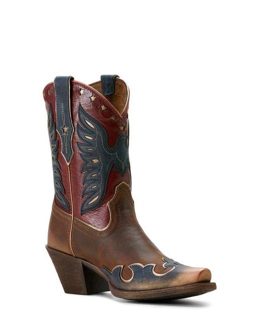 Ariat Bravery Dusted Denim Western Boot in Brown | Lyst