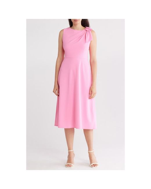 Eliza J Bow Detail Midi Dress in Pink | Lyst