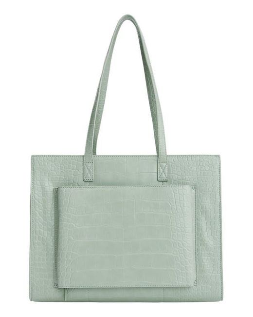 BEIS Water Repellent Croc Embossed Work Tote in Green | Lyst