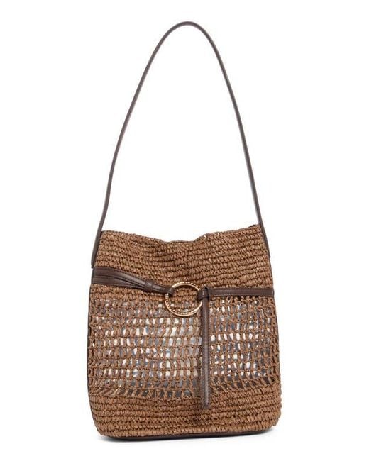 Sam Edelman Bexy Raffia Bucket Bag in Brown | Lyst