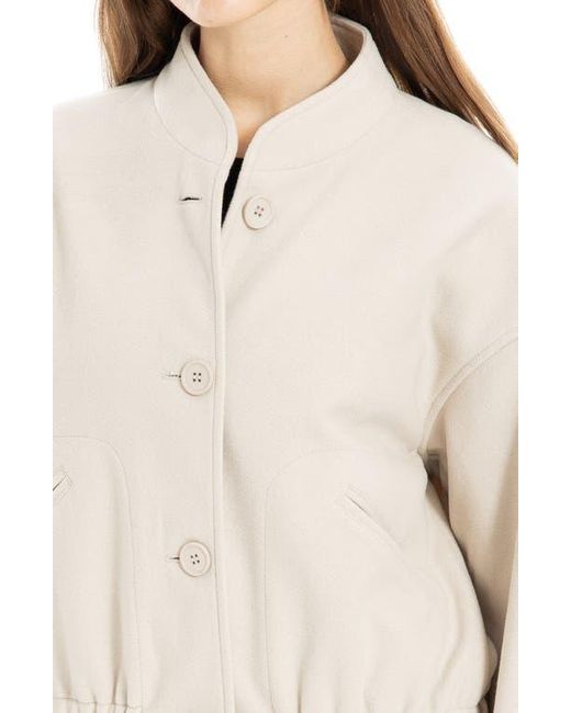 Max Studio Brushed Knit Cropped Bomber Jacket in White | Lyst