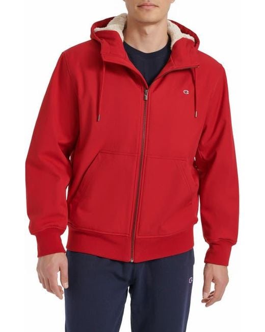 Champion Water Resistant Soft Shell Bomber Jacket in Red for Men | Lyst