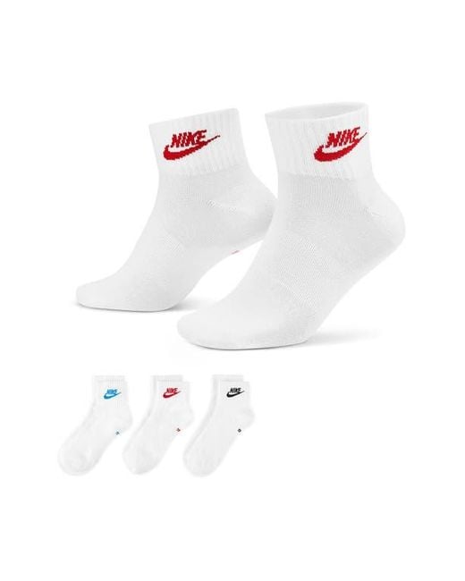Nike Dri-FIT Ankle Socks Pack in White for Men | Lyst