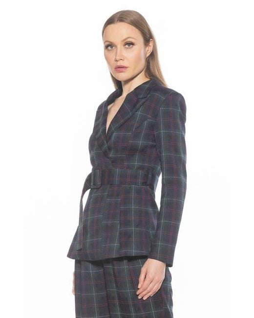 Alexia Admor Janna Plaid Longline Blazer in Gray | Lyst