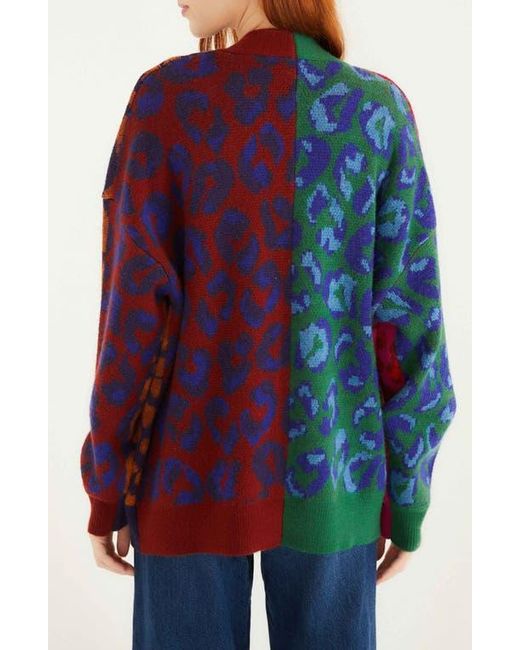 FARM Rio Leopard Spot Cardigan in Red | Lyst