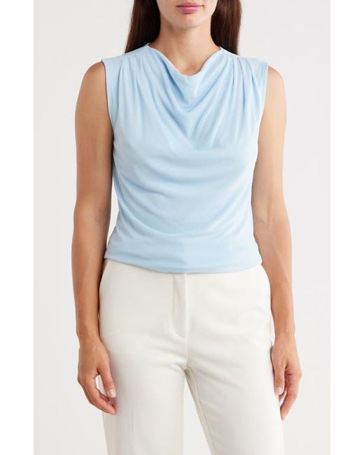 Calvin Klein Cowl Drape Neck Mesh Knit Top in Blue | Lyst
